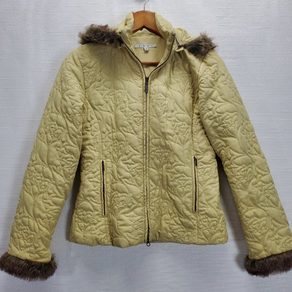 CAbi | Jackets & Coats | Cabi Soft Yellow Embroideredstich Jacketfaux ...